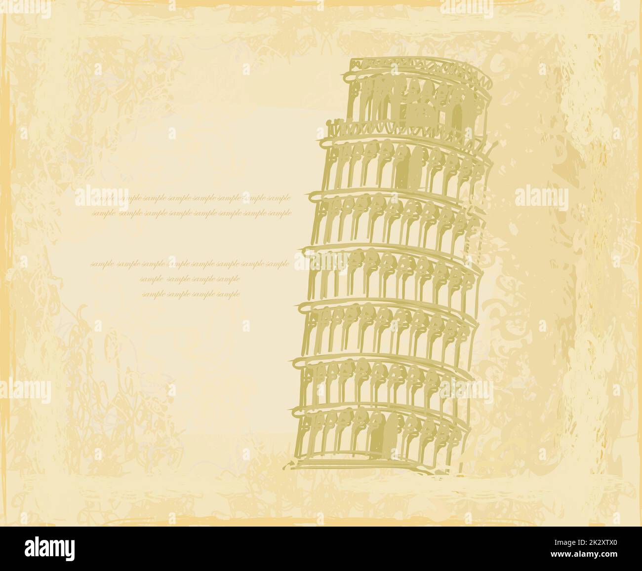 vintage vector pisa tower background Stock Photo - Alamy