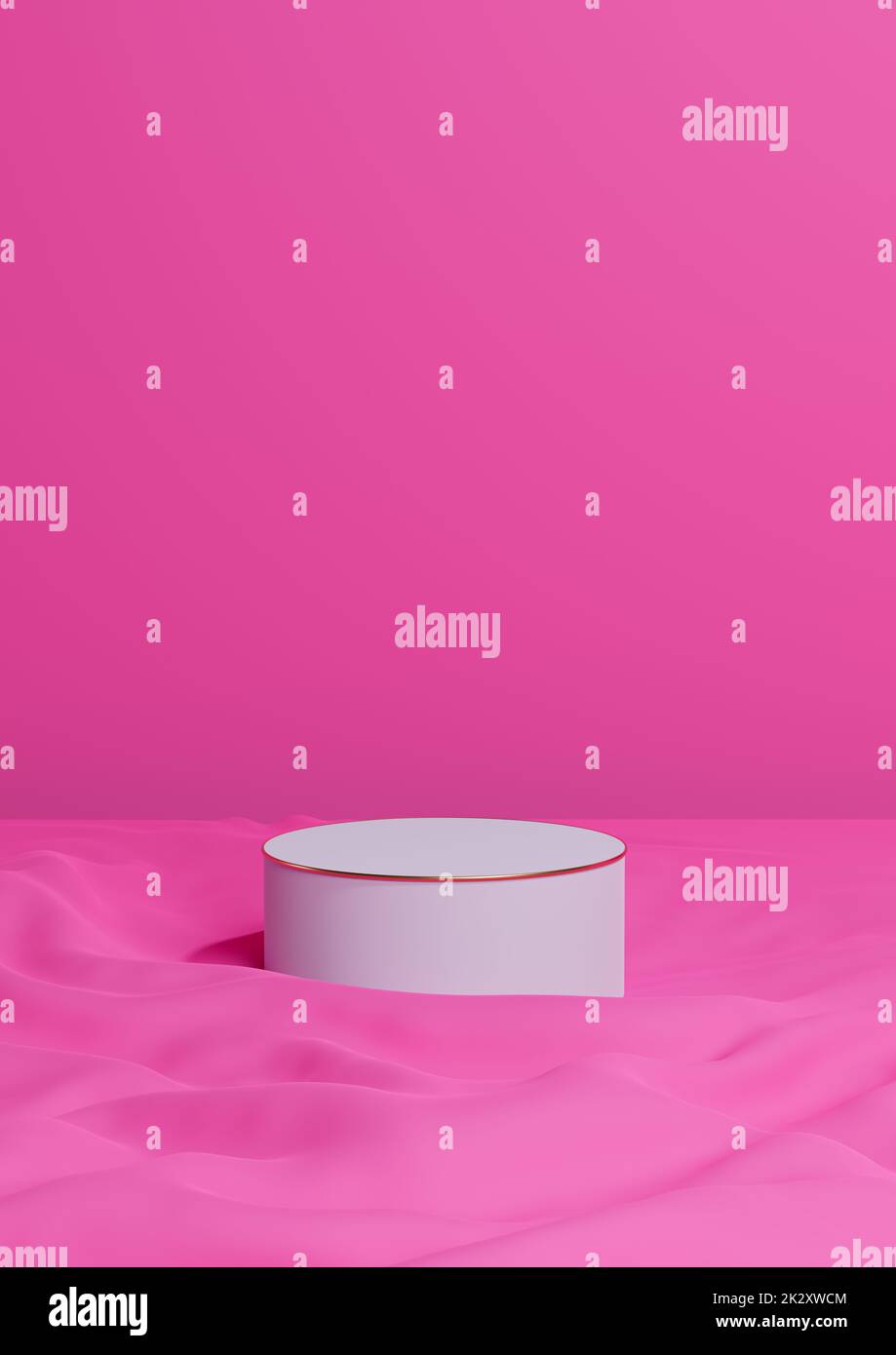 Bright magenta, neon pink 3D rendering minimal product display one ...