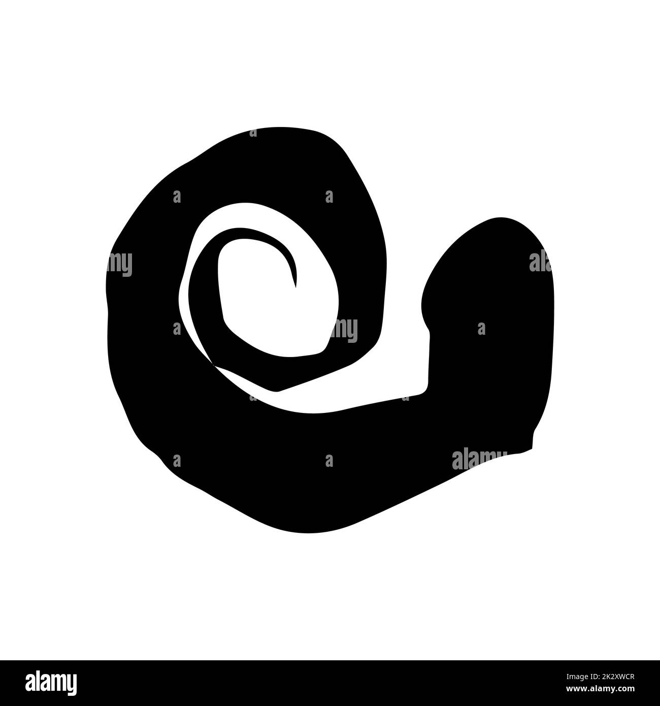 Round swirl symbol, hand painted with ink brush Stock Photo - Alamy