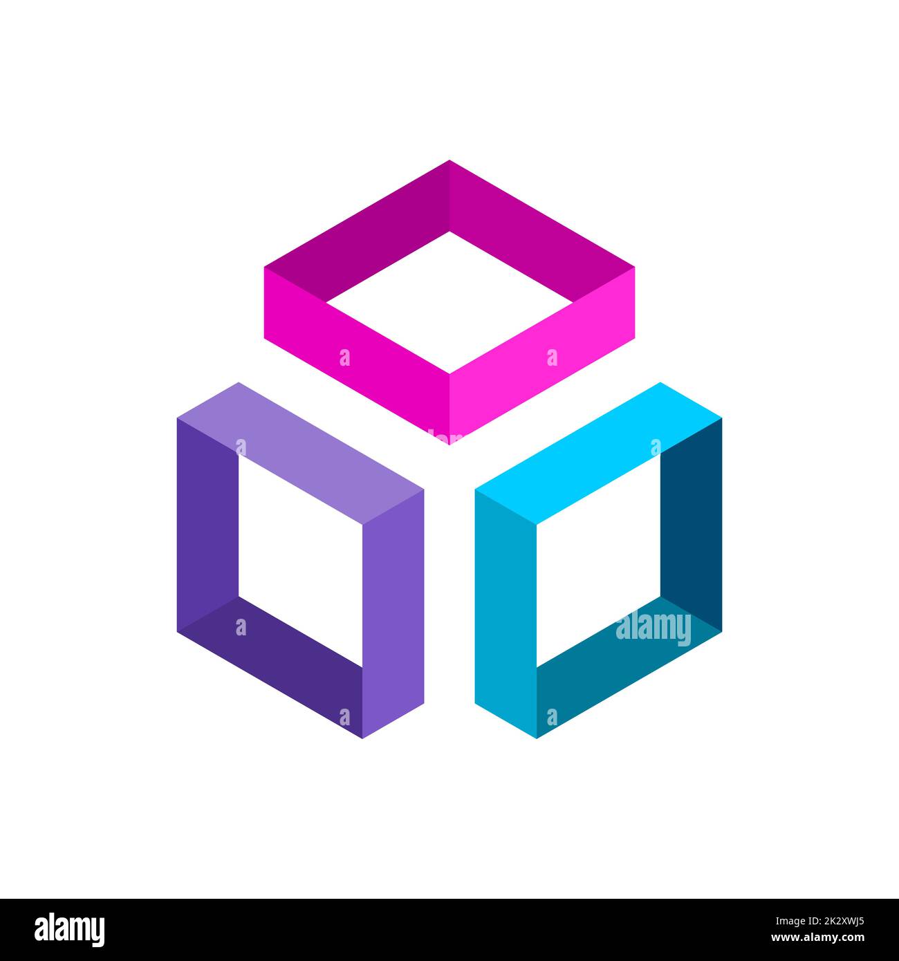 Three colorful cube frames. Business technology app logo template ...