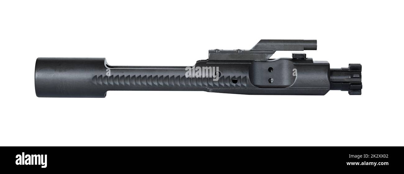 Bolt carrier group from an AR-15 assault rifle isolated on white Stock ...