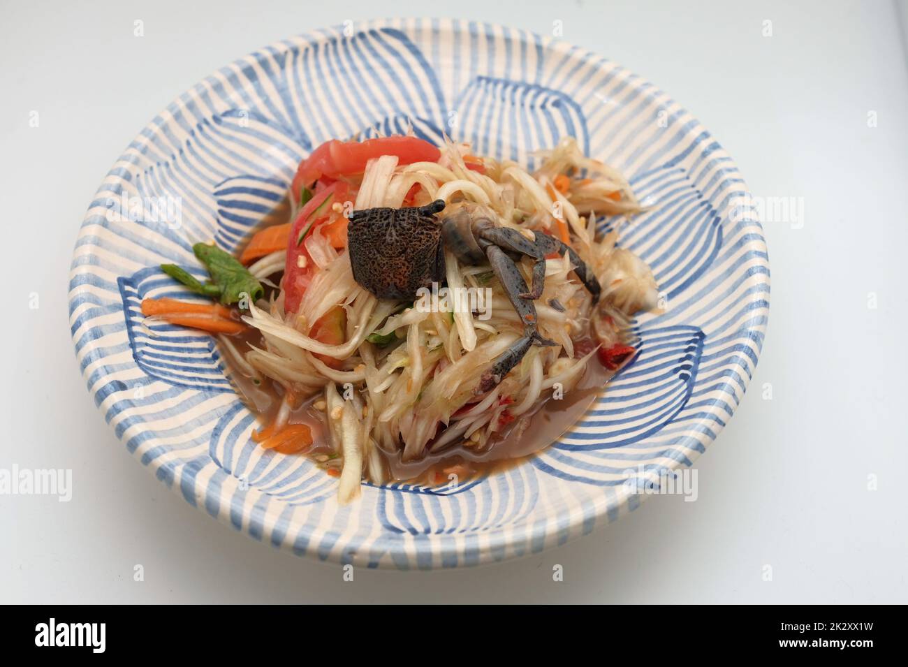 Delicious Som Tam -Thai green papaya salad with green beans, tomatoes. Thai street food Stock ...