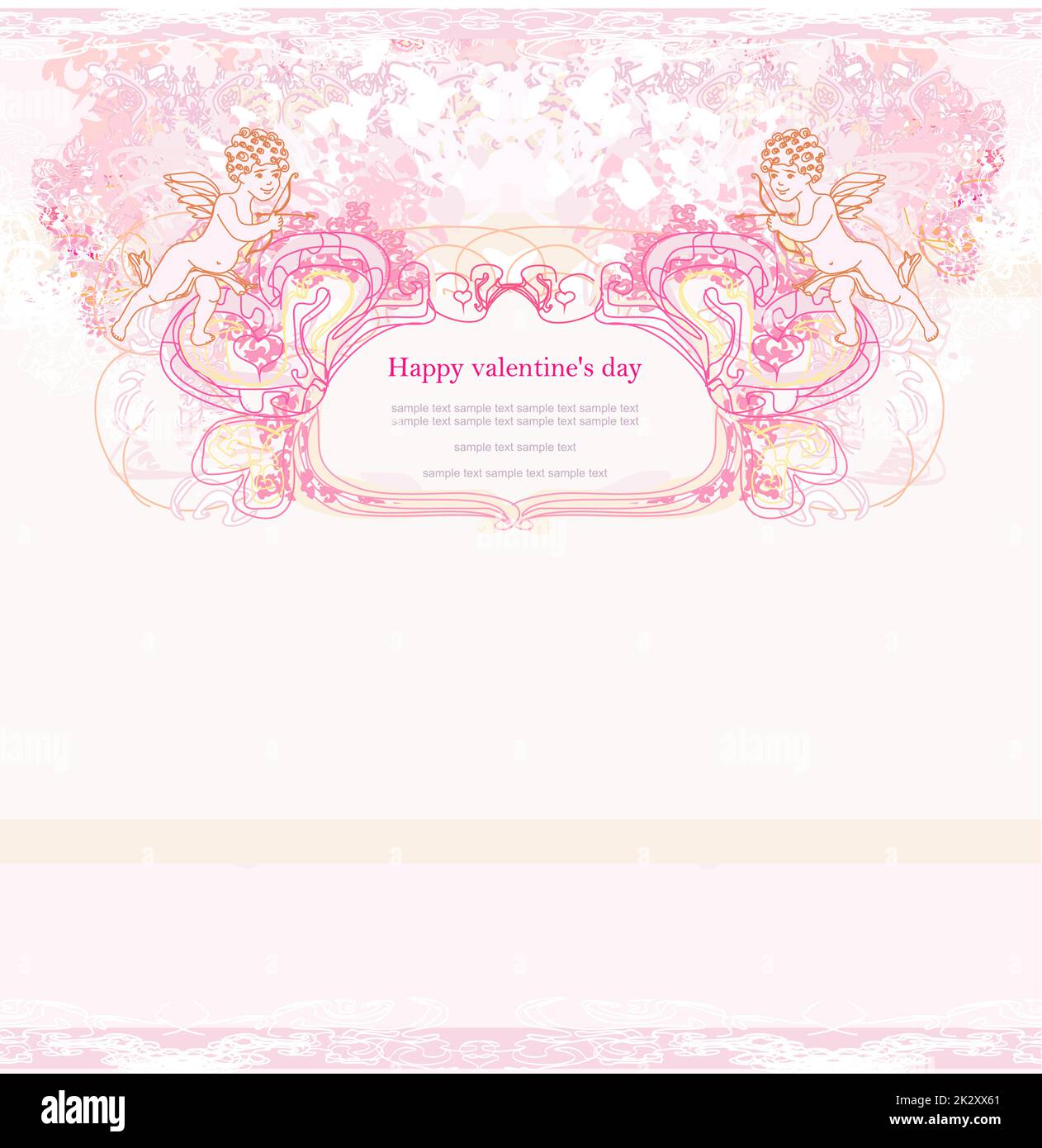 happy valentines day card with cupids Stock Photo - Alamy