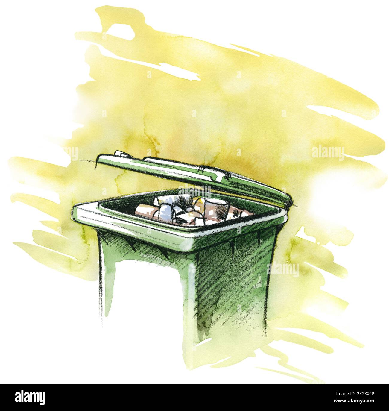 Open trash can illustration Stock Photo - Alamy