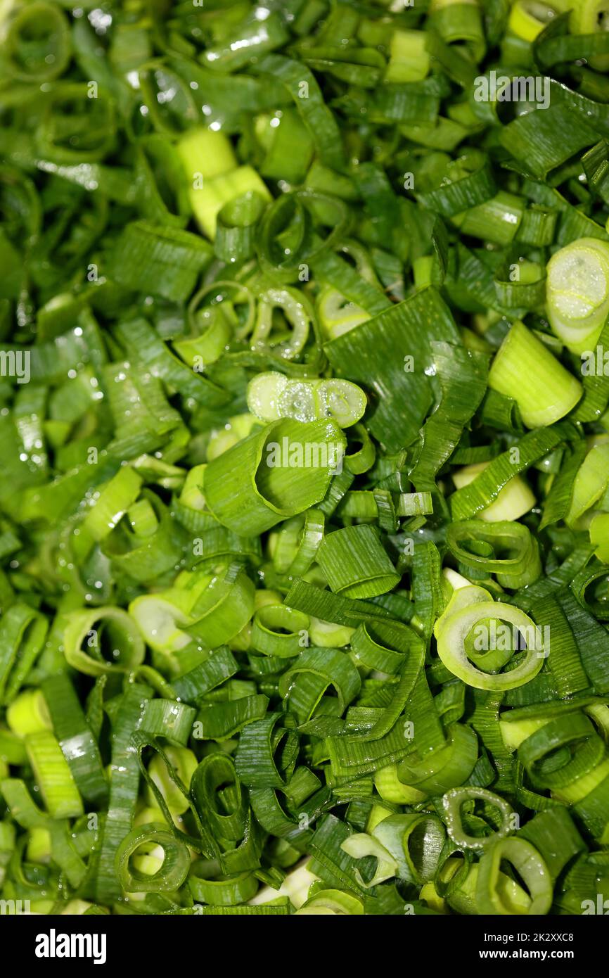 Chopped scallions green onion catering macro background modern high ...