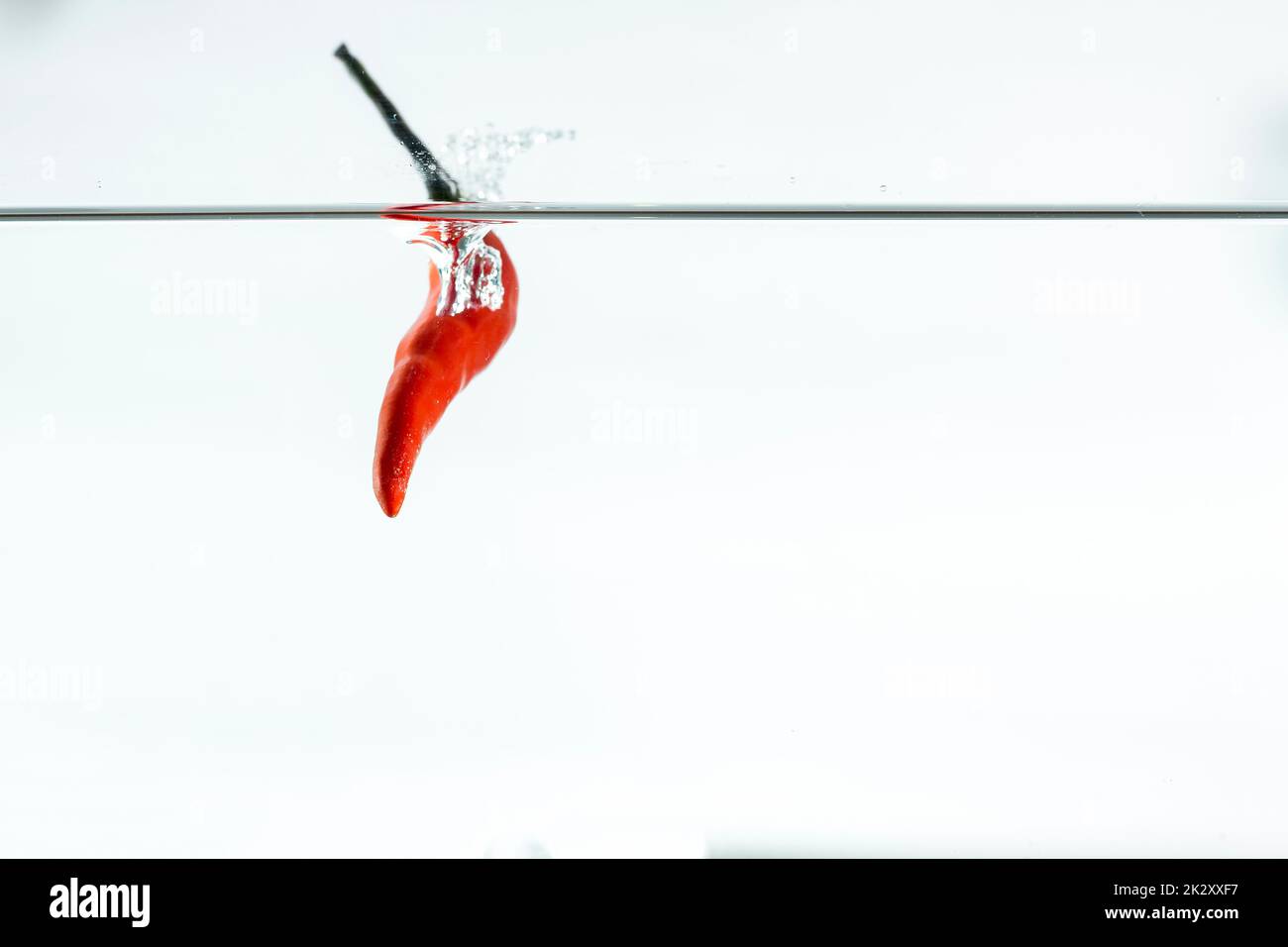 Red chilli, water splashes, solated on a white background Stock Photo ...
