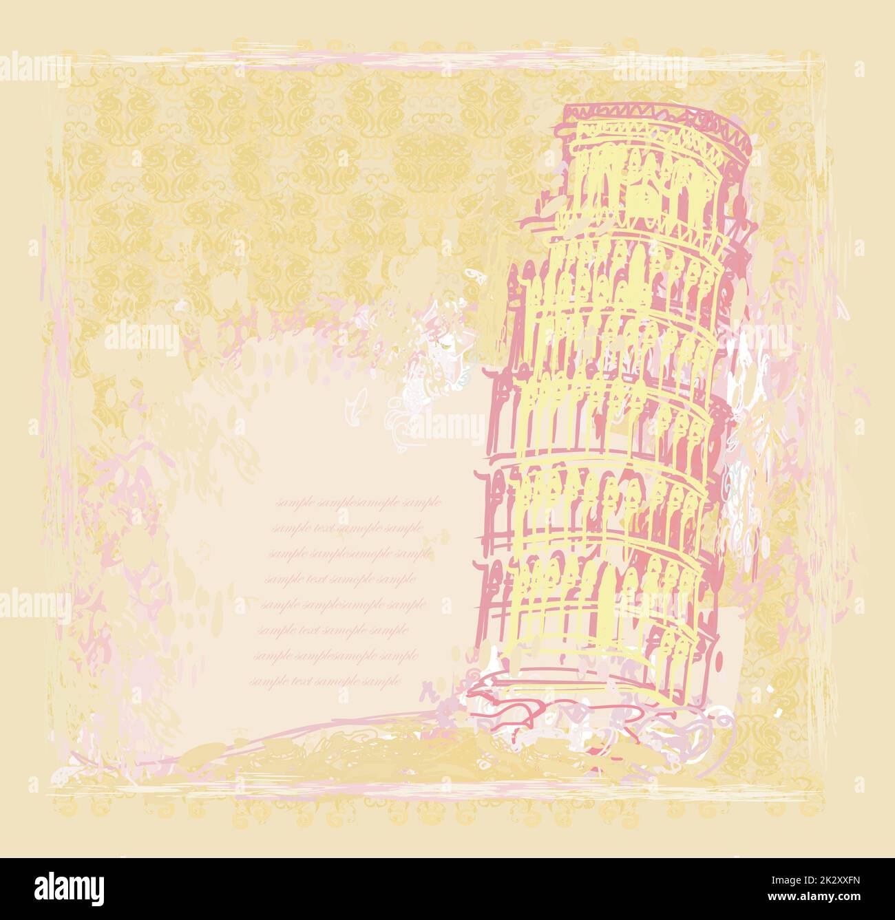 vintage vector pisa tower background Stock Photo - Alamy
