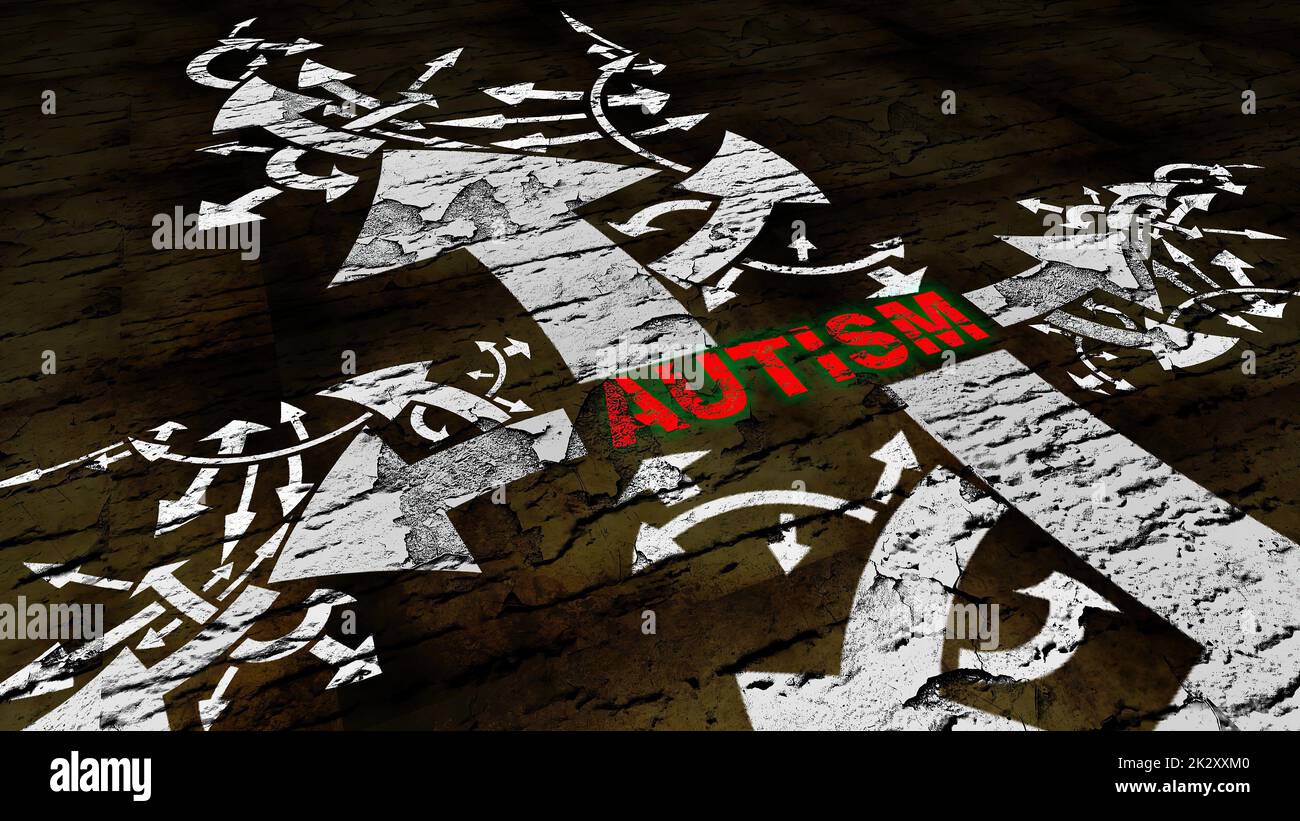 Autism disorder text on a crossroad in different ways of arrows Stock ...