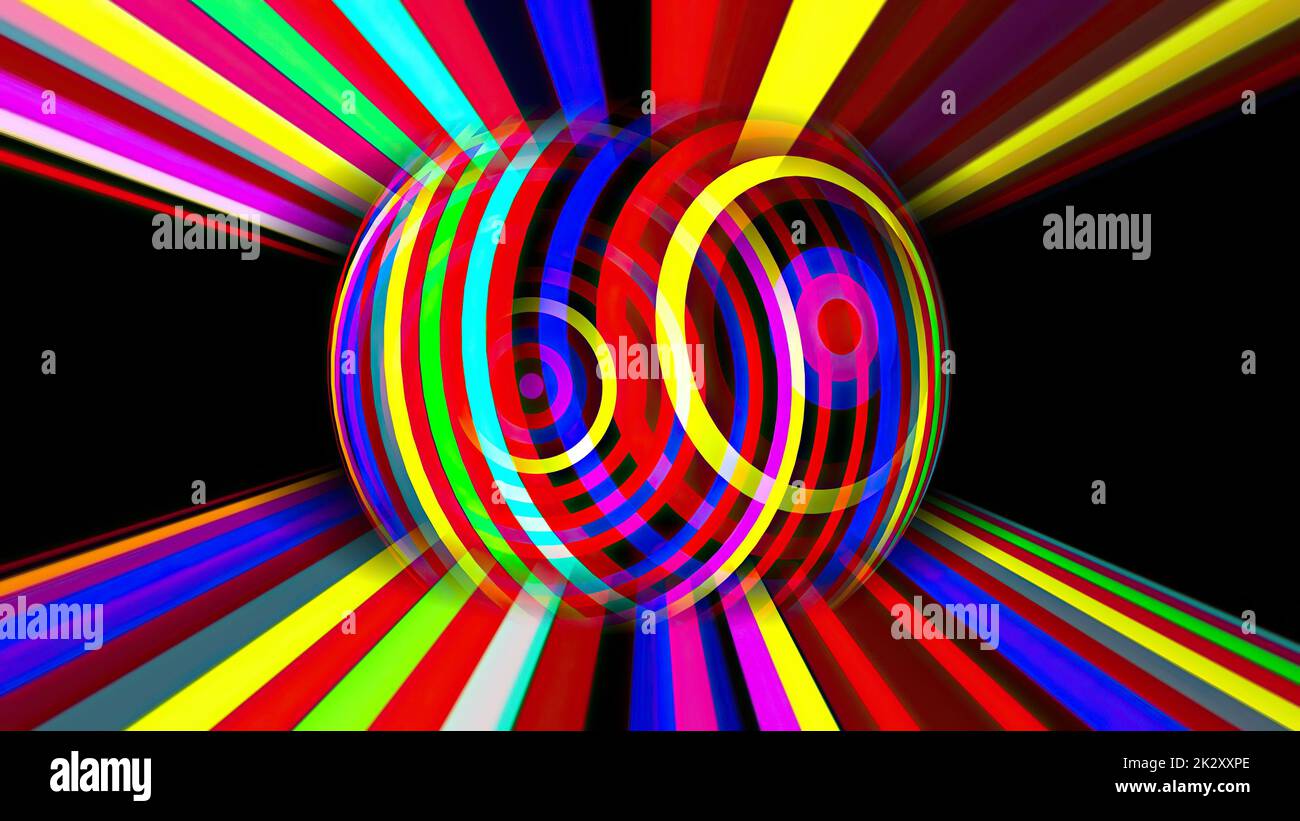 Colorful sphere with light rays Stock Photo - Alamy