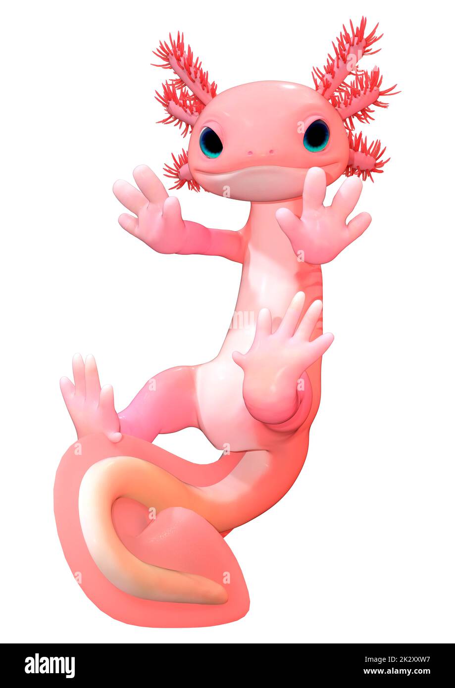 3D Rendering Cartoon Axolotl on White Stock Photo - Alamy