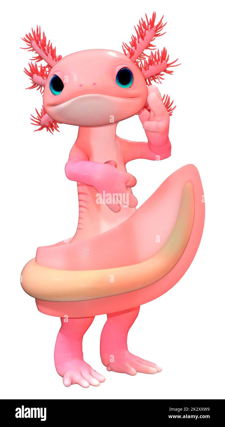3D Rendering Cartoon Axolotl on White Stock Photo - Alamy