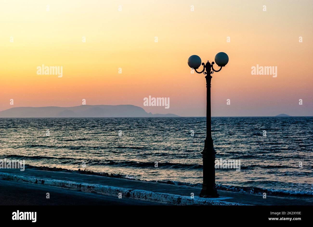 Sunset in Gouves, Crete, Greece Stock Photo - Alamy