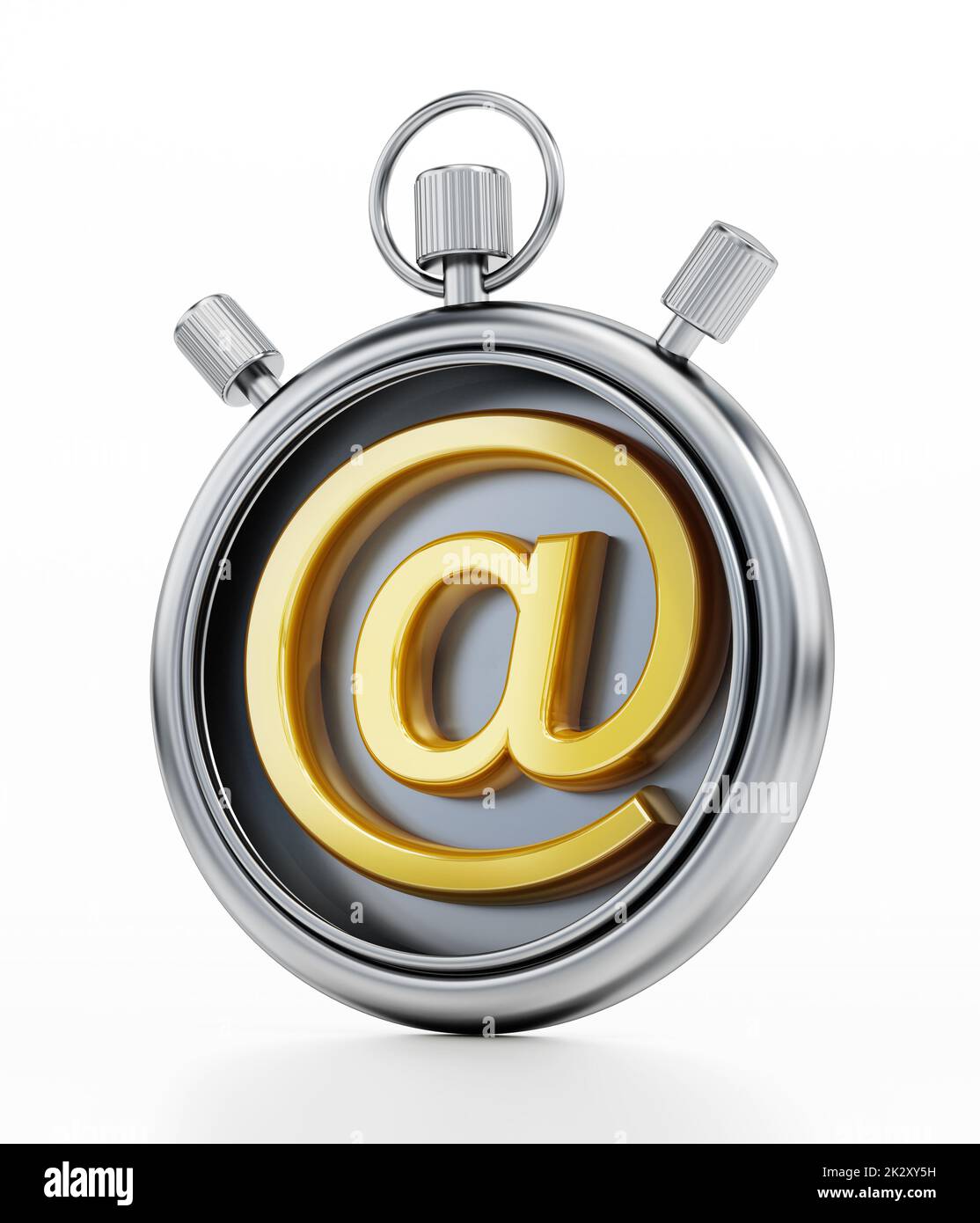 At sign inside chronometer isolated on white background. 3D ...