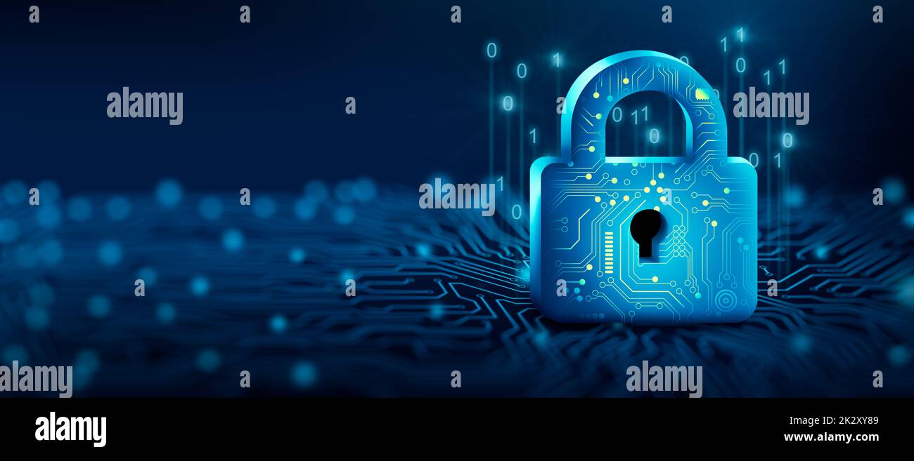 Padlock with Keyhole in data security on circuit. Modern safety digital Concept Stock Photo - Alamy