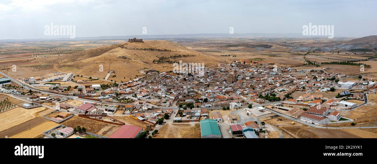Panoramic view of Almonacid de Toledo, located in the Sisla region ...