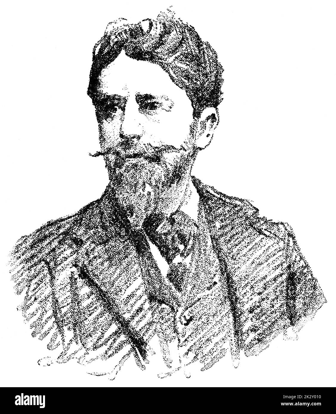 Portrait of Arthur Schnitzler - an Austrian author and dramatist. Illustration of the 19th ...