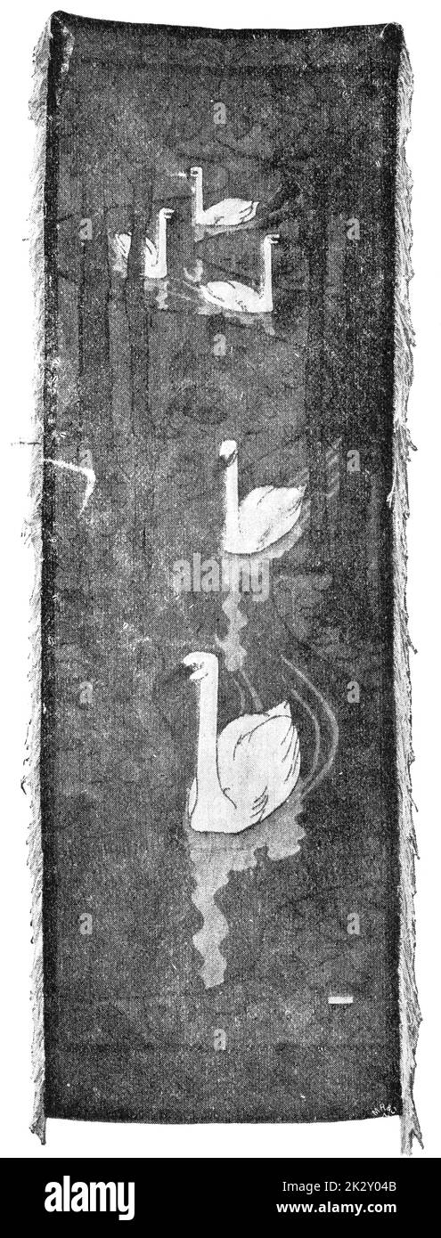 Carpet with swans by German painter of Otto Eckmann. Illustration of ...