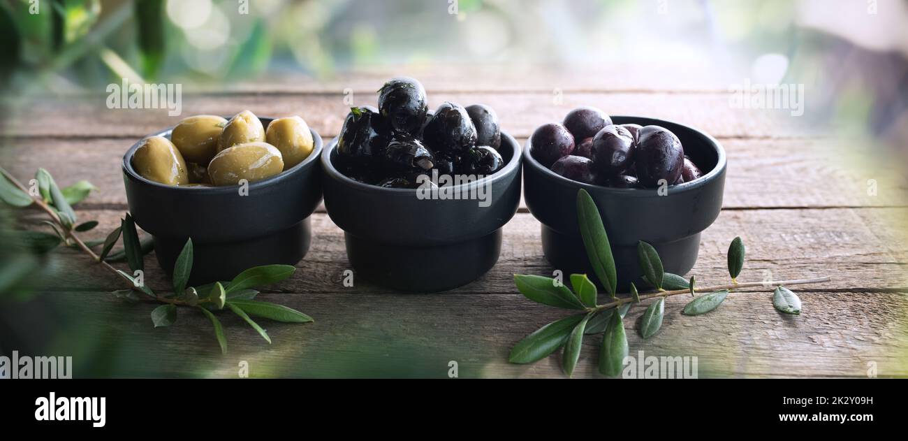 Different varieties of olives Stock Photo - Alamy