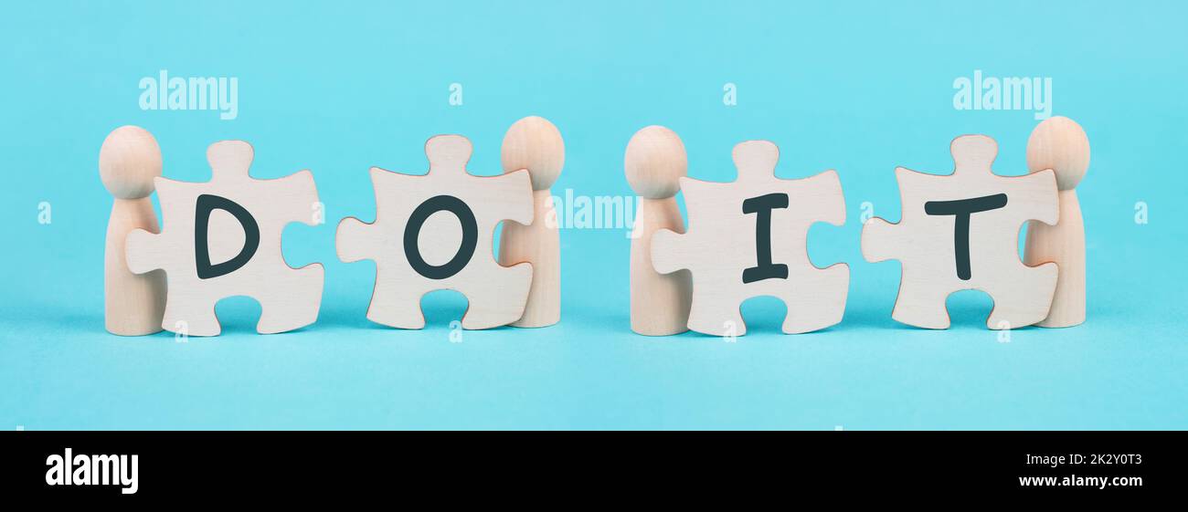 The words do it are standing on two puzzle pieces, positive mindset ...