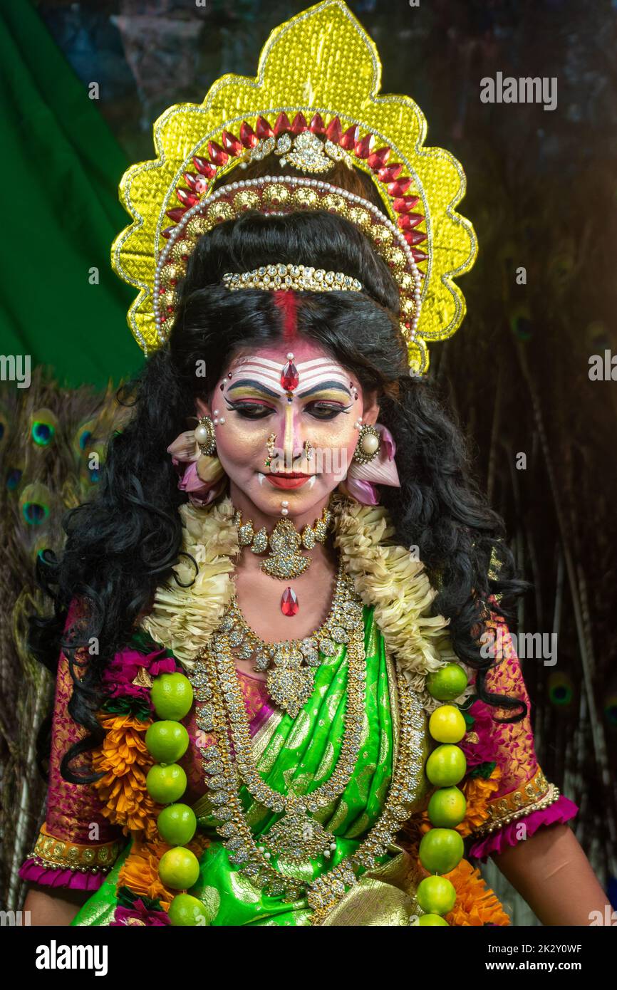 Agomoni concept photo shoot,Woman face with perfect makeup like goddess ...