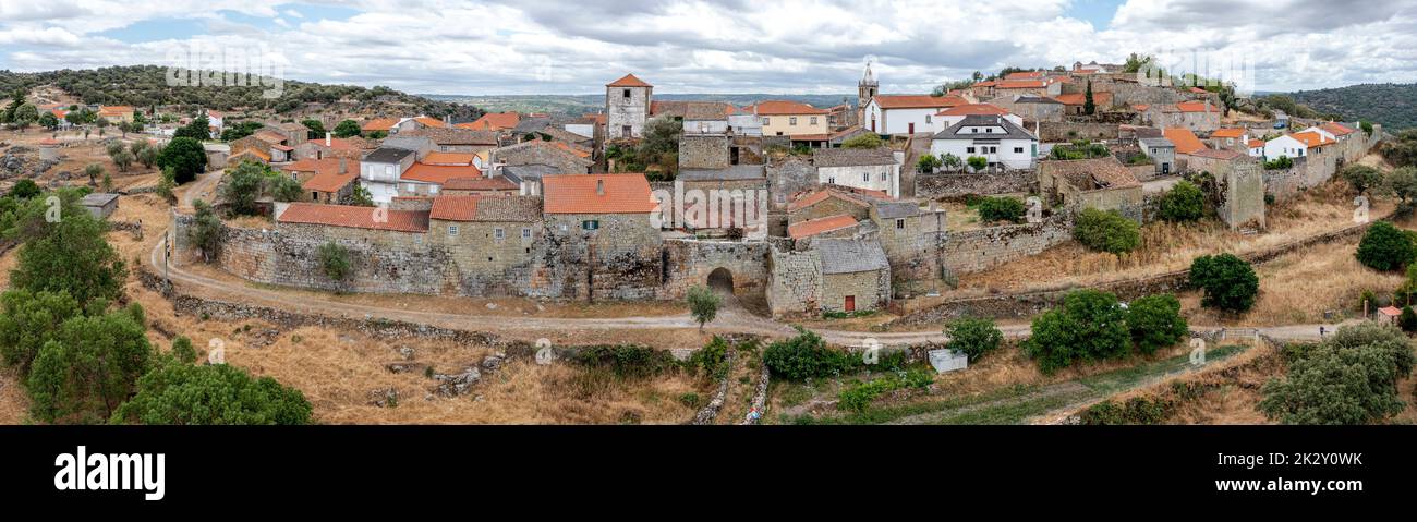 Aerial view of the historic village of Castelo Mendo in Portugal Stock ...