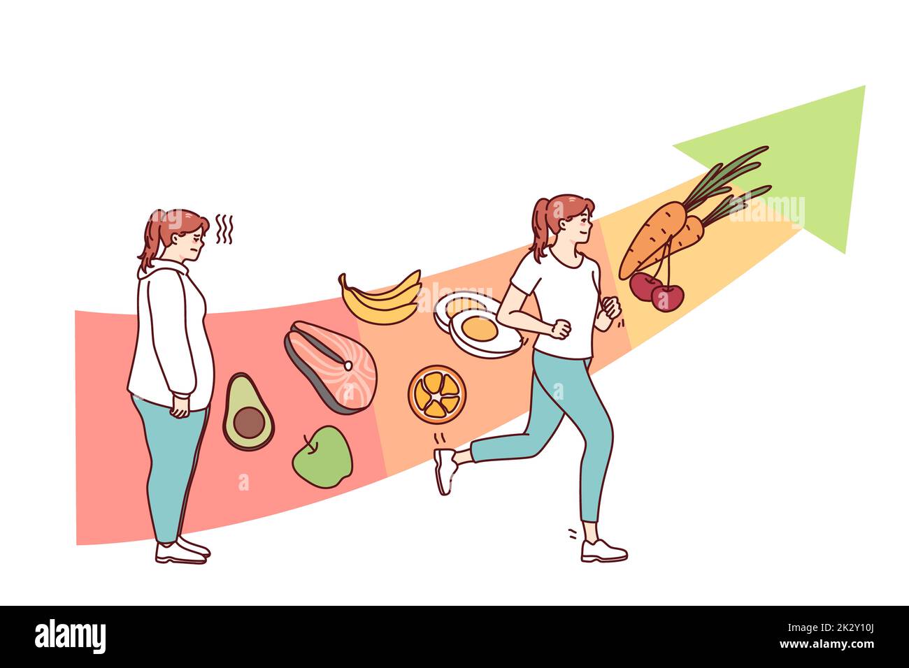 Woman change training and eating healthy food Stock Photo - Alamy