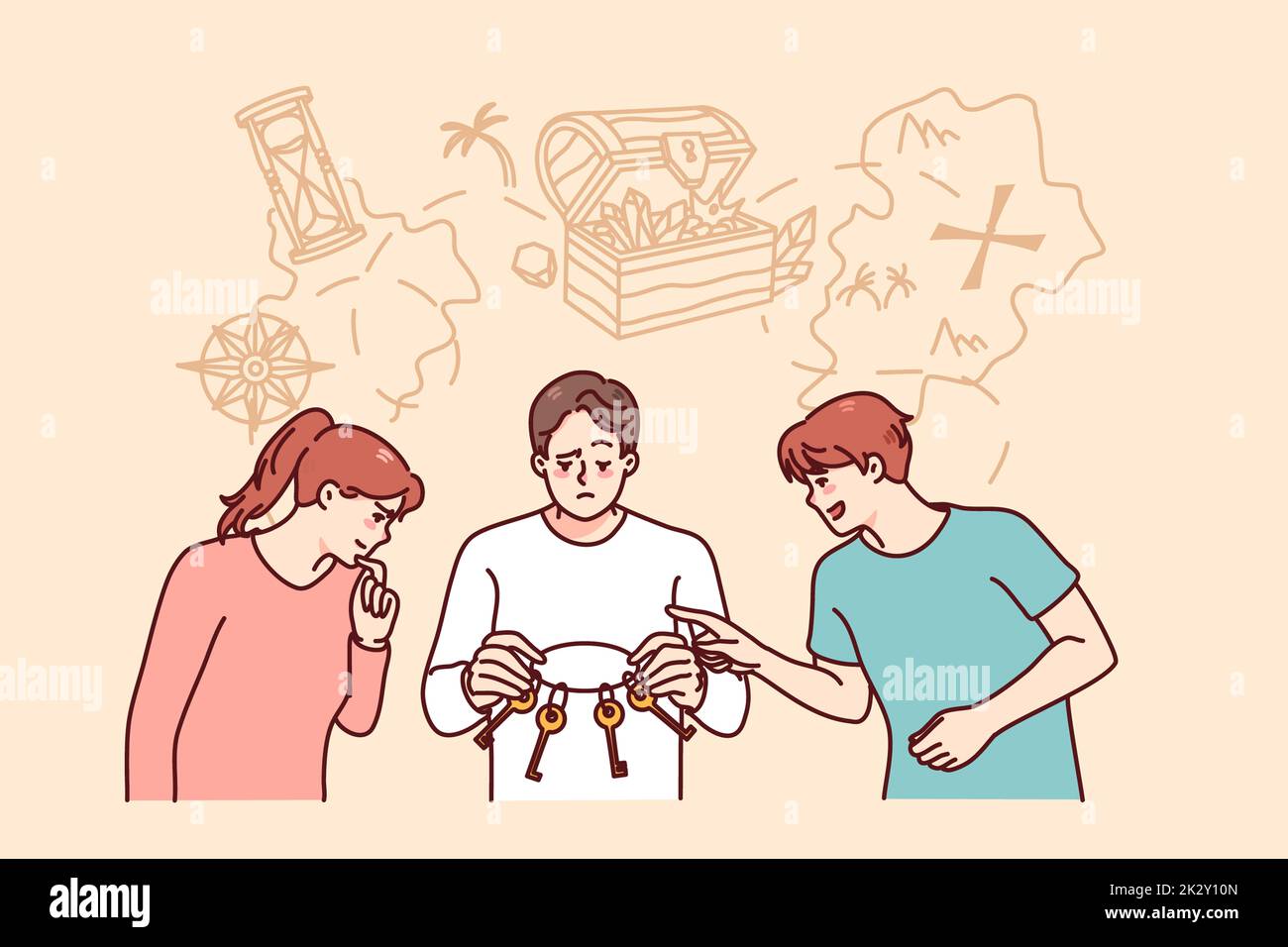 People with keys looking for solution Stock Photo - Alamy