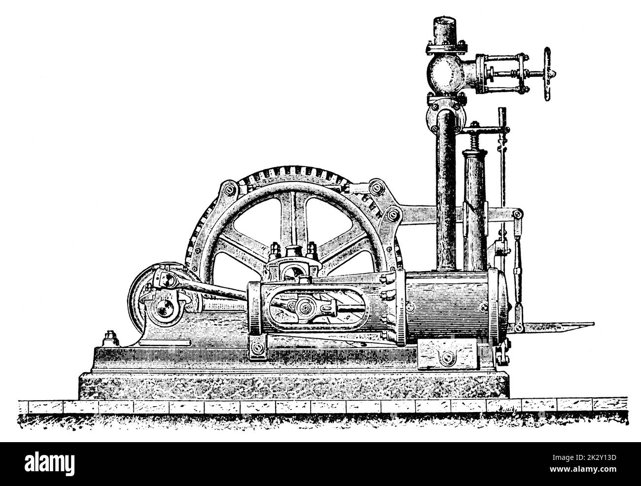 The lying steam engine. Illustration of the 19th century. Germany ...
