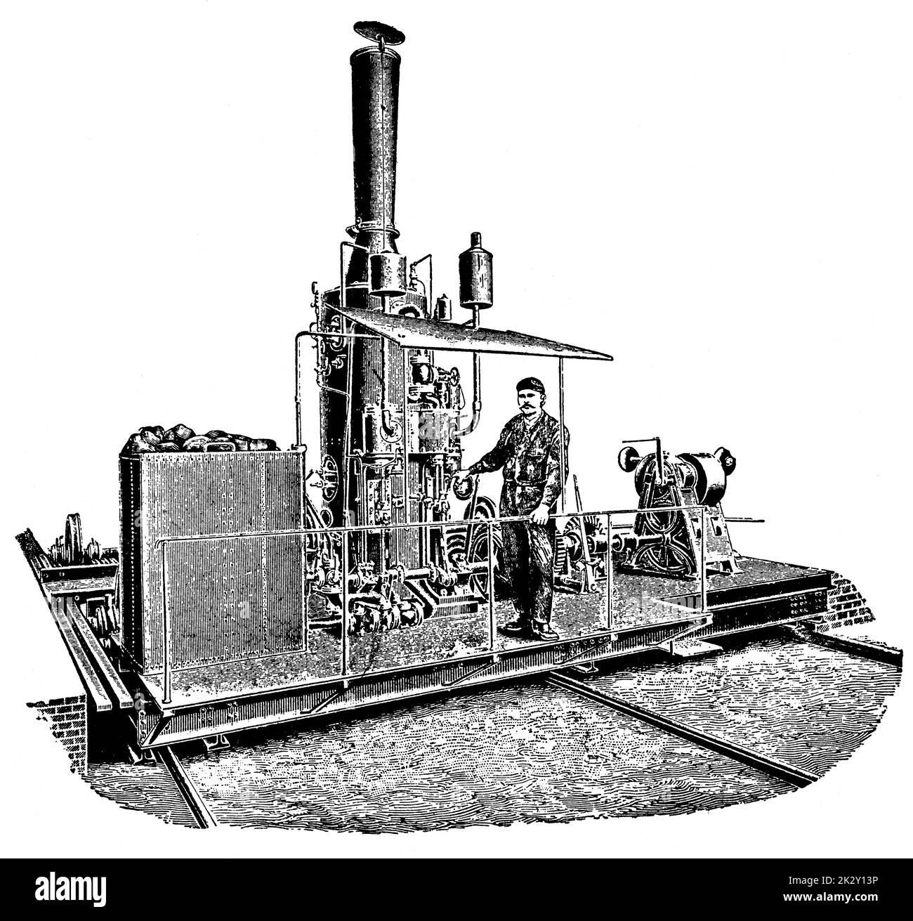 A transfer table or traverser. Illustration of the 19th century ...