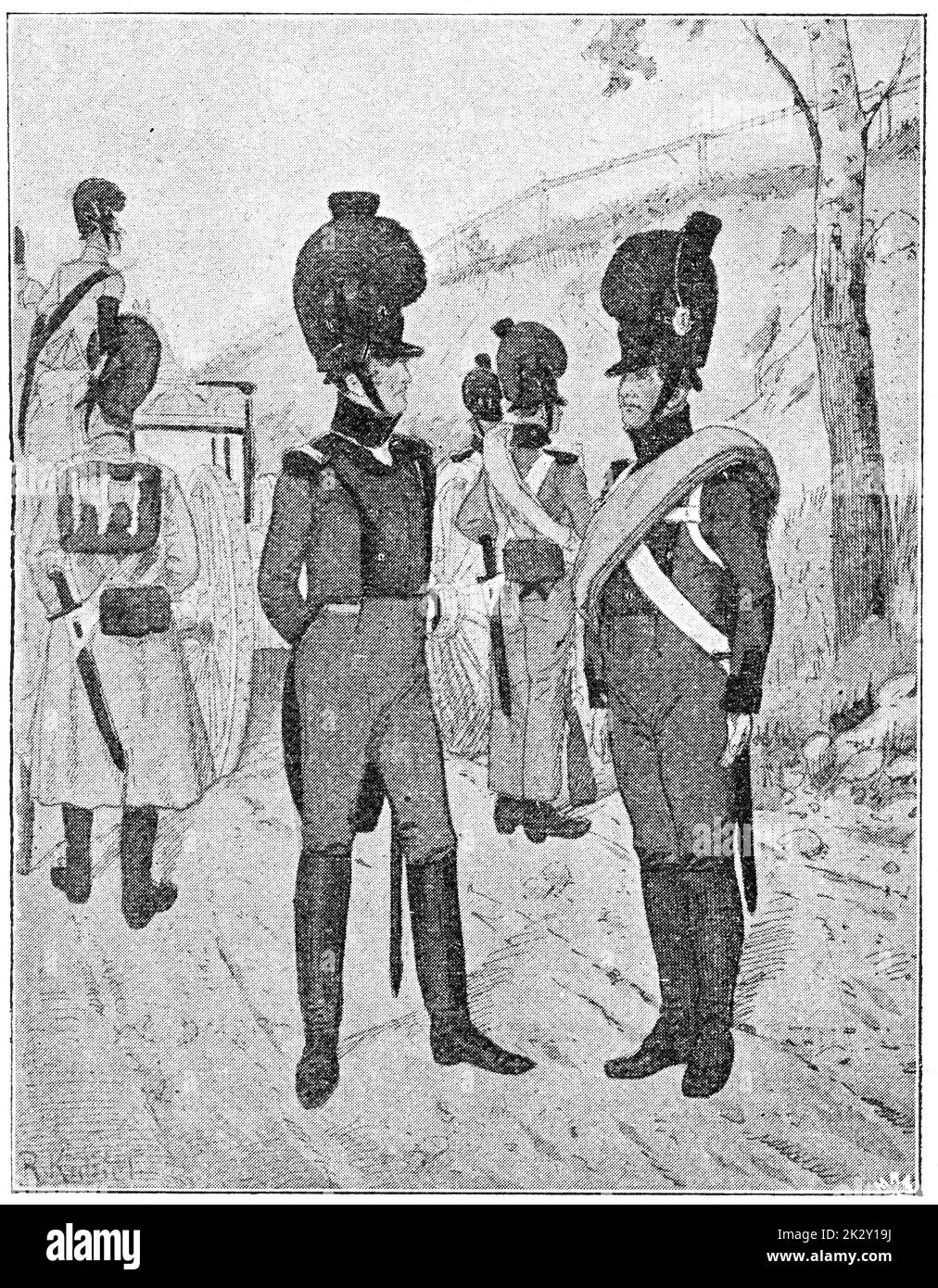 Bavarian artillery (1812). Illustration of the 19th century. Germany ...