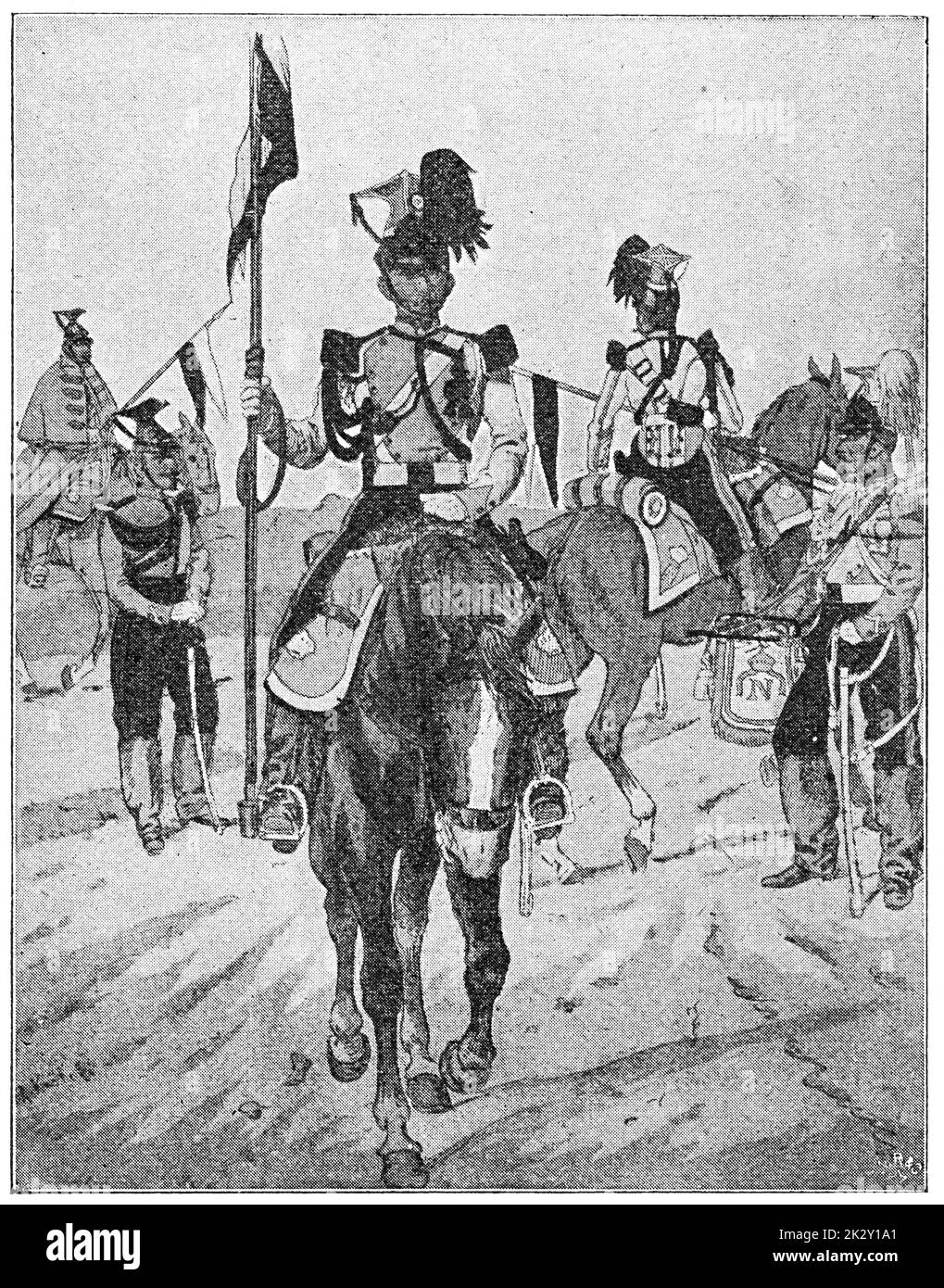 French Guard Lancers (1857). Illustration of the 19th century. Germany ...