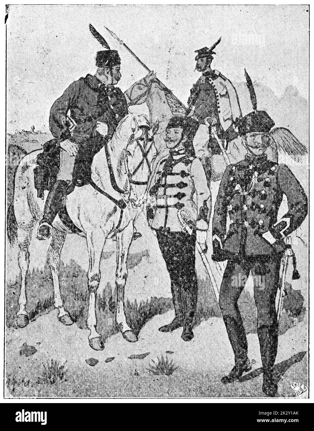 Austro-Hungarian cavalry (1862). Illustration of the 19th century ...