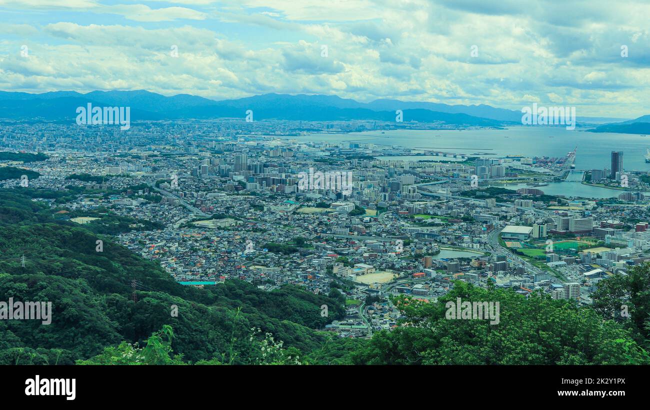 The city of Kure in daylight from the Haigamine Observatory deck with ...