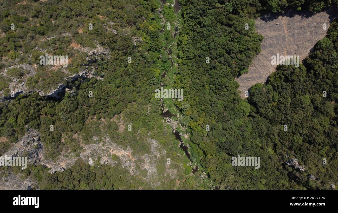 Aerial view of the scenic green valley with lush vegetation Stock Photo ...