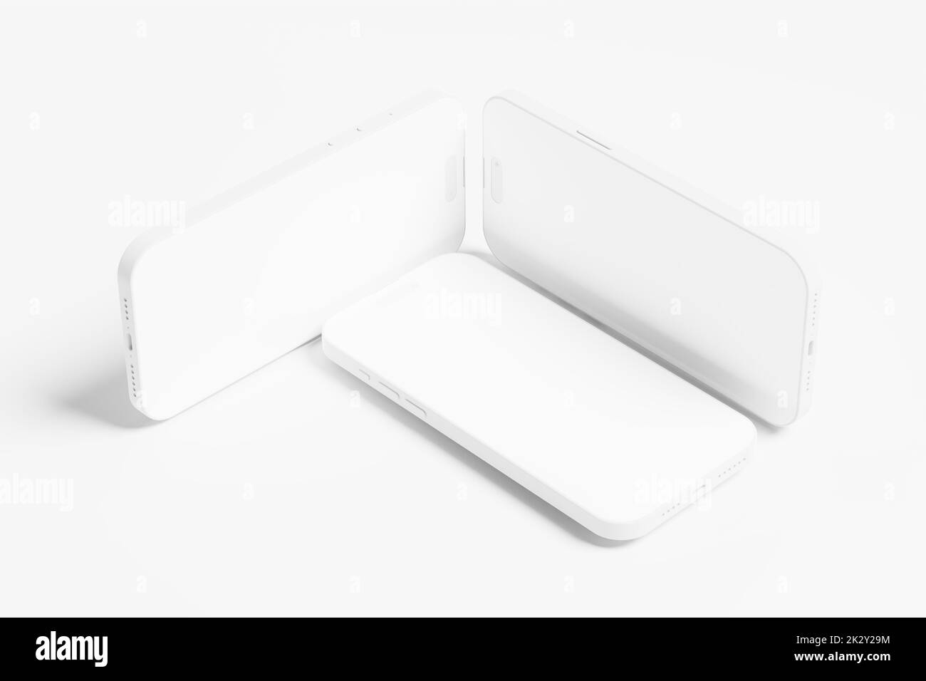 Phone 14 Pro Max Clay 3D Rendering White Blank Mockup Stock Photo - Alamy