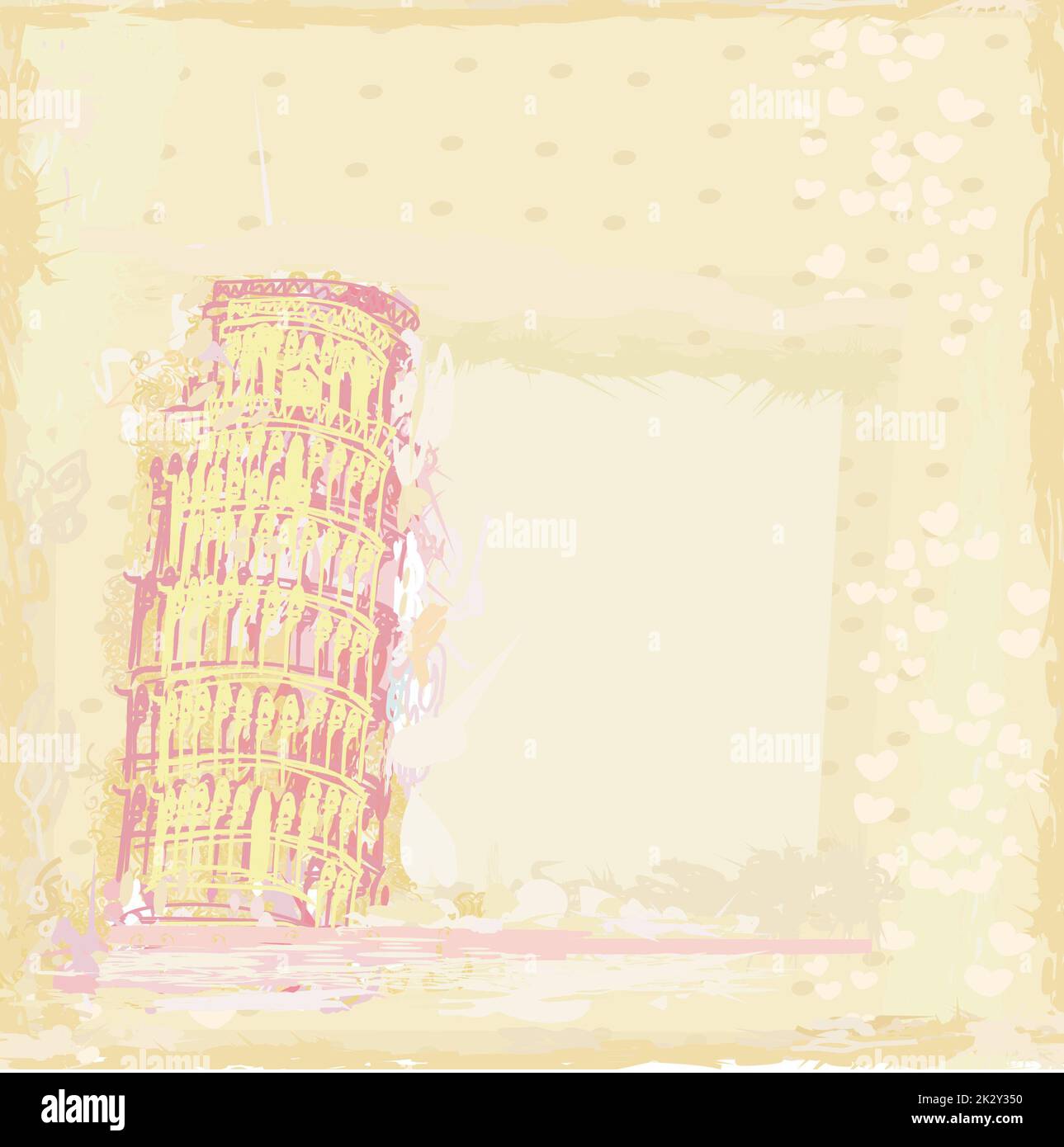 vintage vector pisa tower background Stock Photo - Alamy