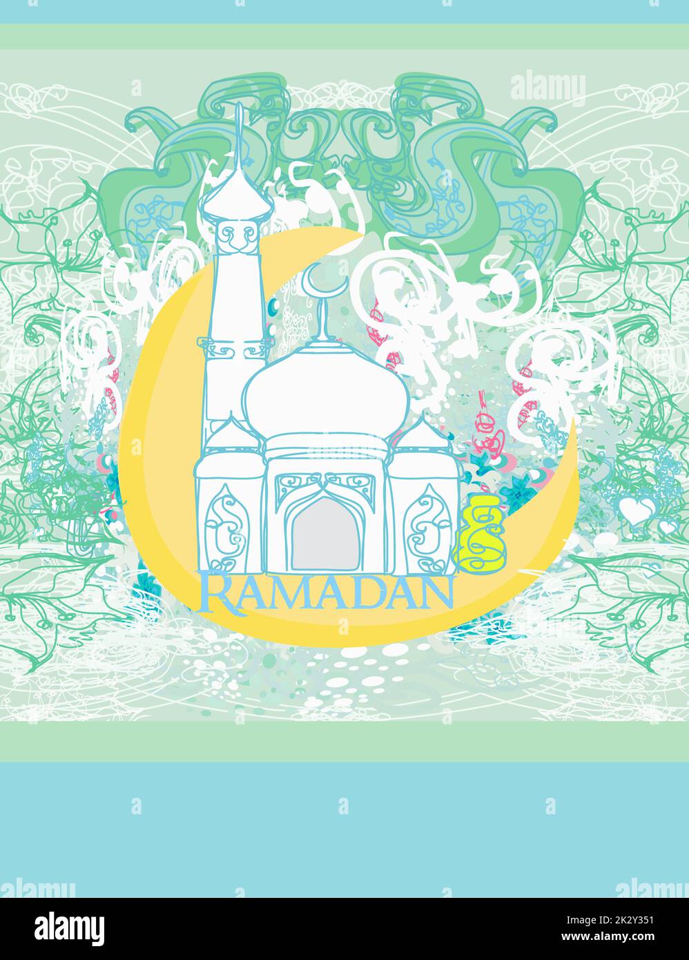 artistic pattern background with moon and mosque Stock Photo - Alamy