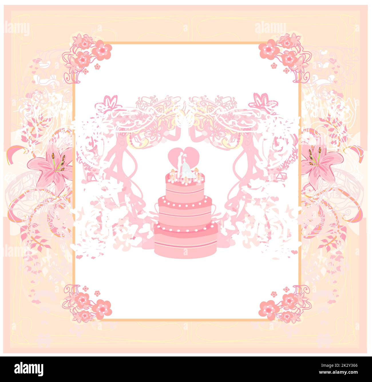 wedding cake card design Stock Photo - Alamy