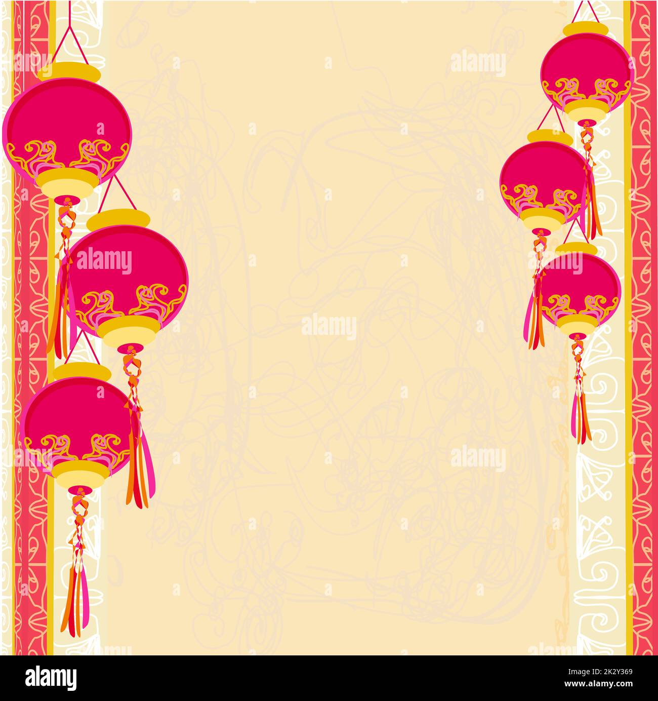 Chinese New Year with Chinese lanterns card Stock Photo - Alamy