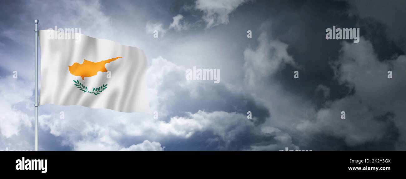 Cyprus flag on a cloudy sky Stock Photo - Alamy