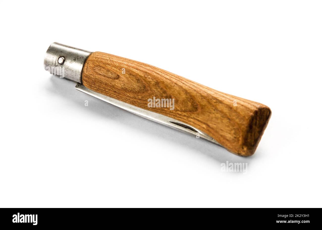 Traditional wooden pocket knife isolated on white background Stock ...