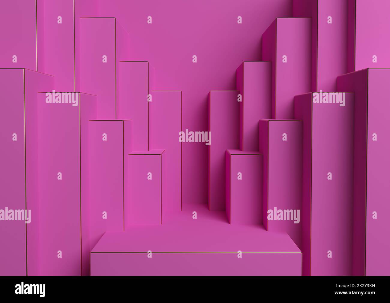 Bright magenta, neon pink 3D rendering product display podium or stand ...