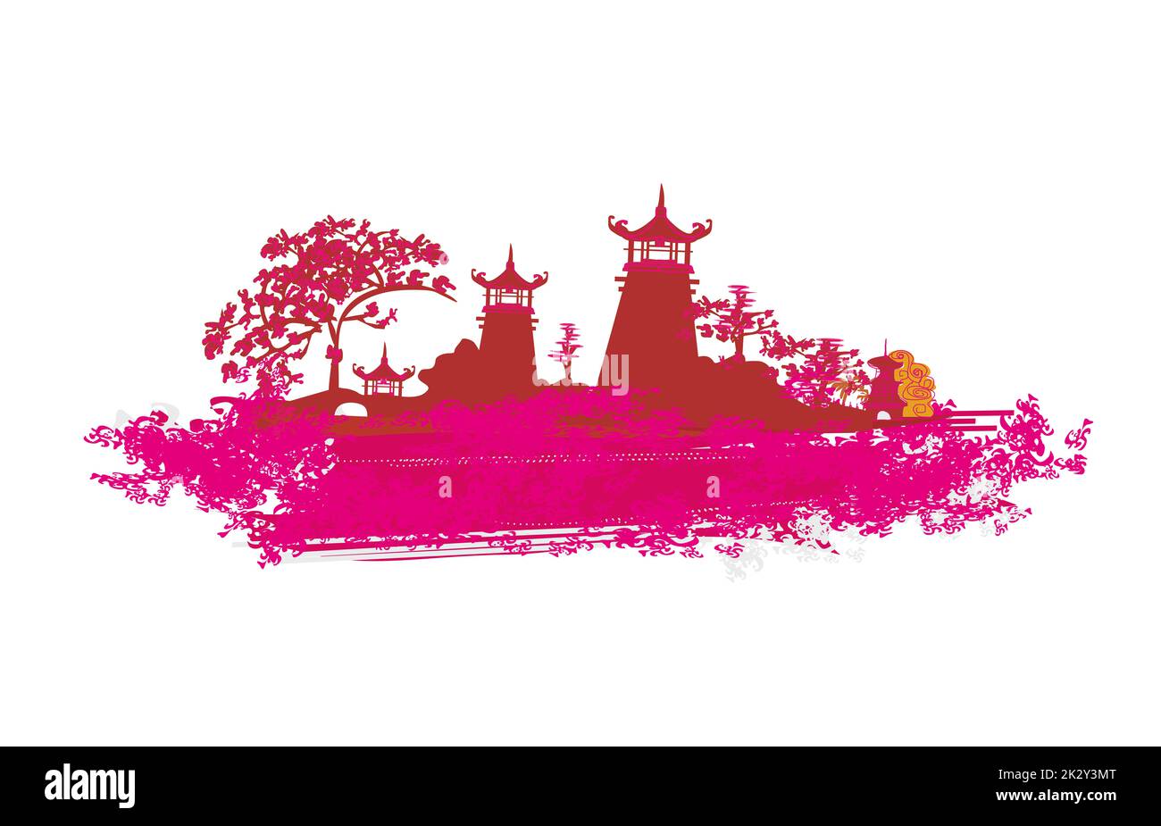 old paper with Asian Landscape Stock Photo - Alamy