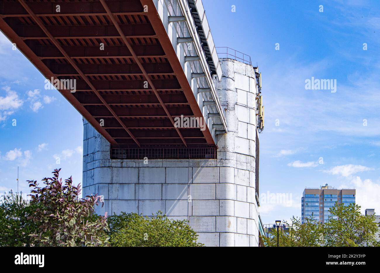 Engineering design of the metro bridge with concrete supports, bottom ...