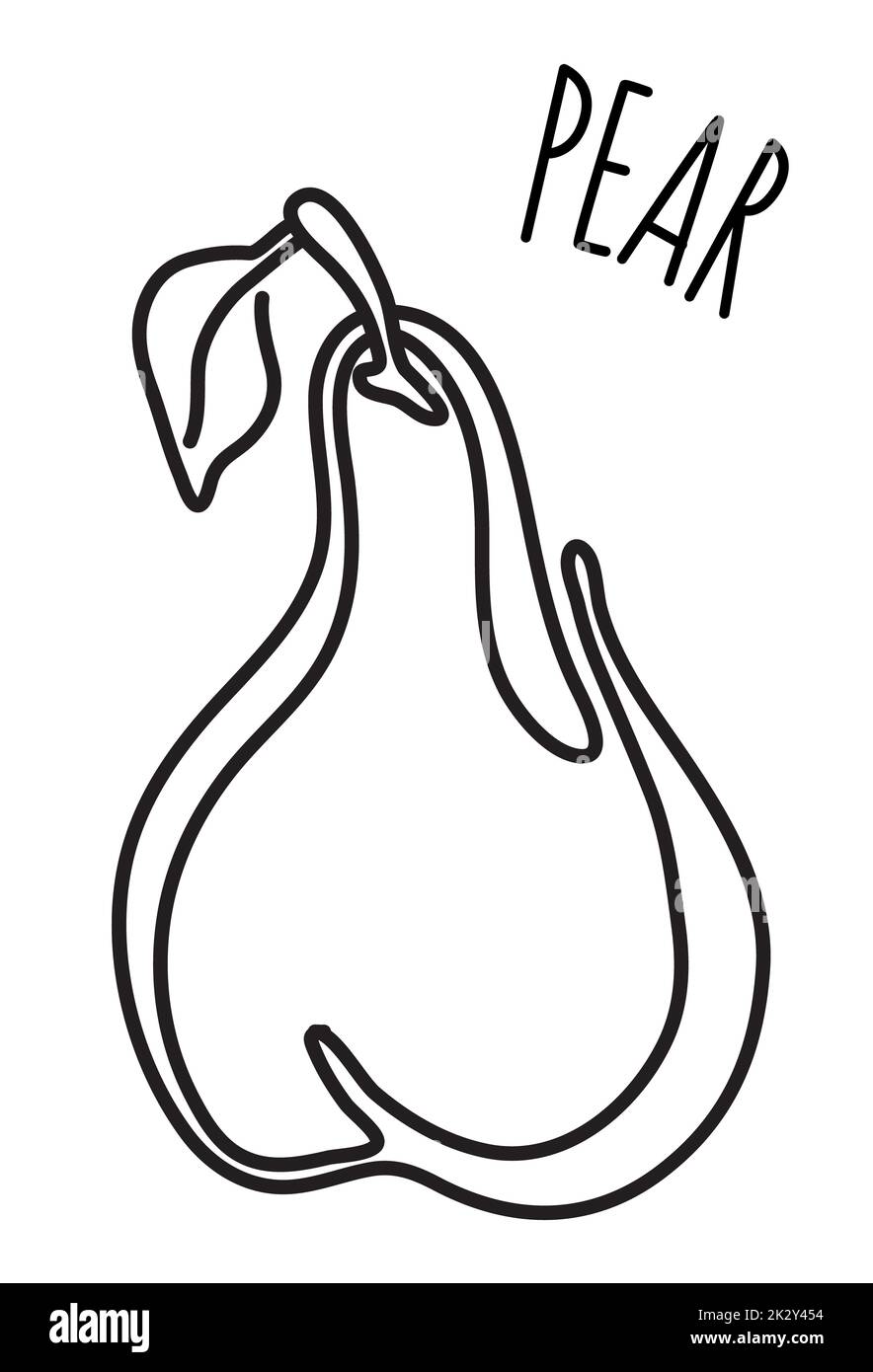 Pear hand drawn with thin line isolated on white background Stock Photo ...