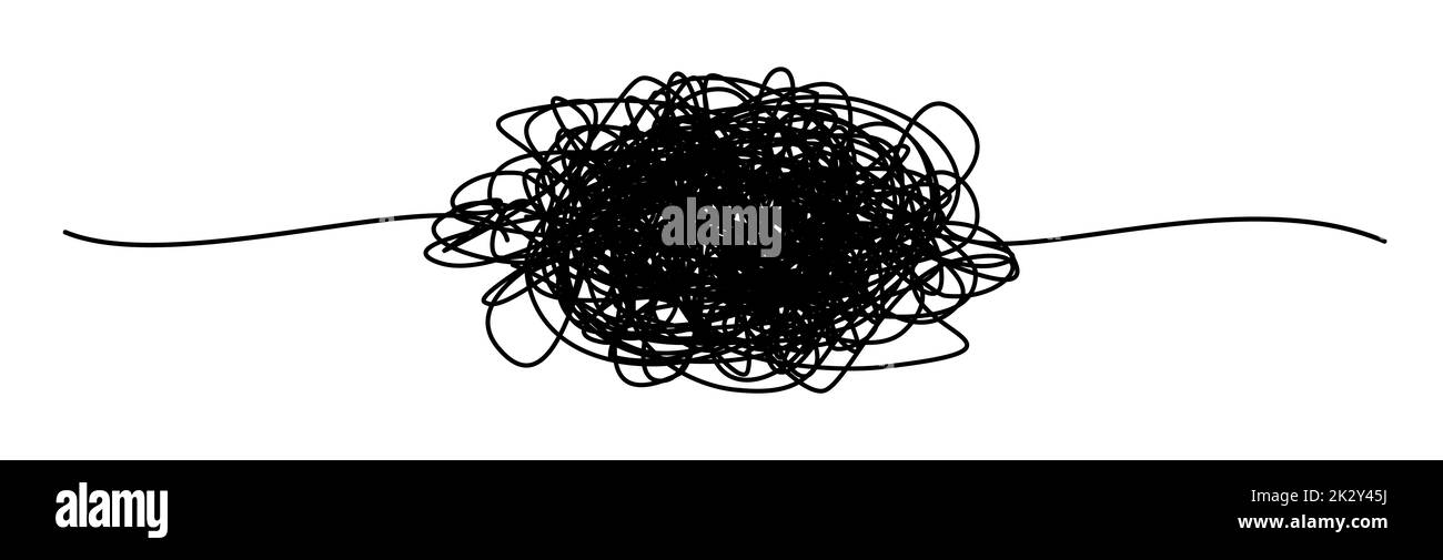 Tangled banner with scribbled oval hand drawn with thin line Stock ...