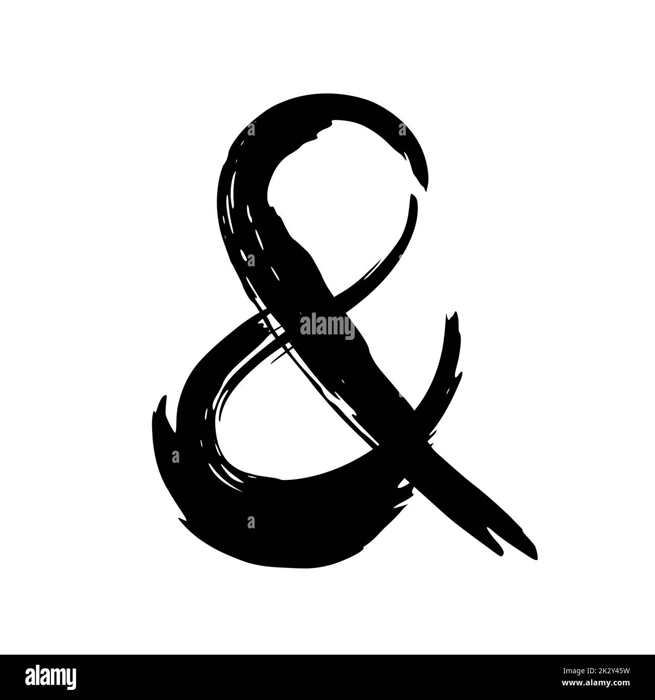 Hand painted balck ink ampersand symbol isolated on white Stock Photo ...