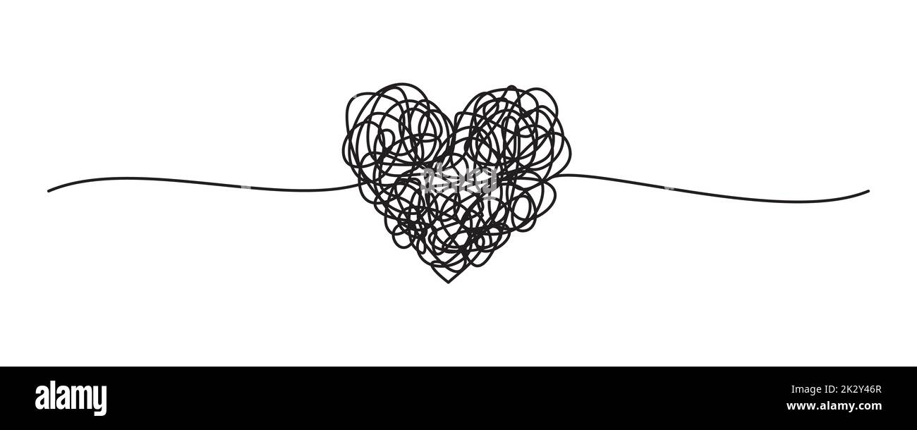 Tangled grungy red heart scribble isolated on white background Stock ...