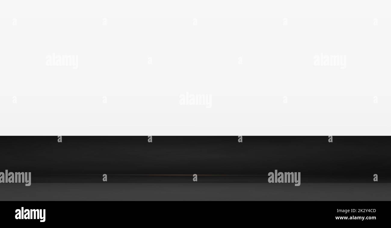 Black metal table top on white panoramic background, promotional web ...