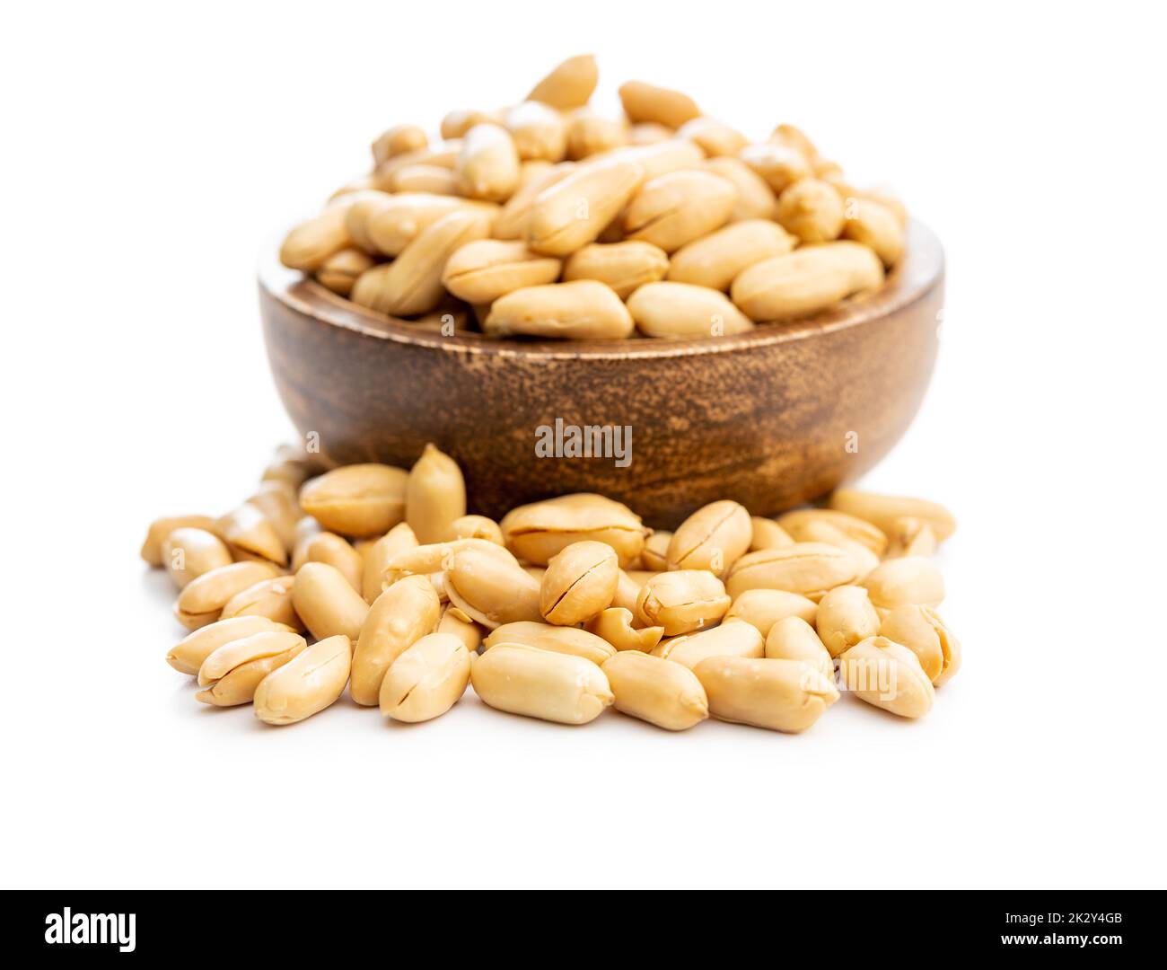 Roasted peeled peanuts in bowl isolated on white background Stock Photo ...